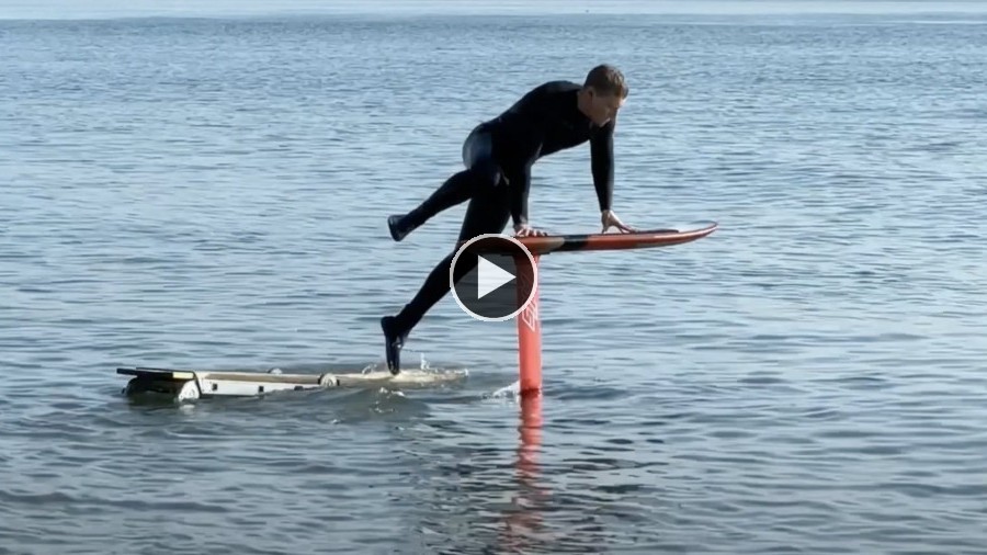 How to Dock Start a SURF FOIL using a Ladder! Simple Portable Dock ...